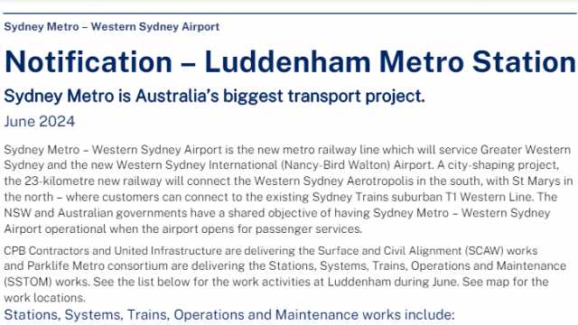 Community notifications | Western Sydney Airport Precinct | Transport ...