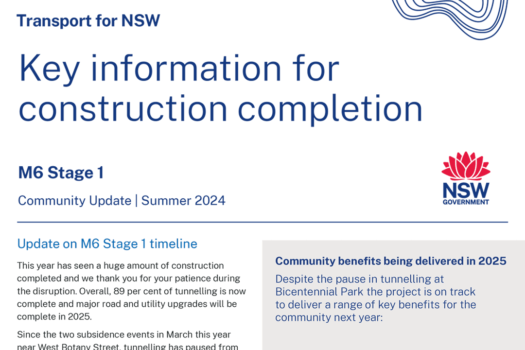 M6 | M6 Stage 1 | Transport for NSW (RMS)