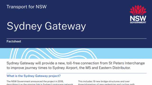 Home page | Sydney Gateway | Transport for NSW (RMS)