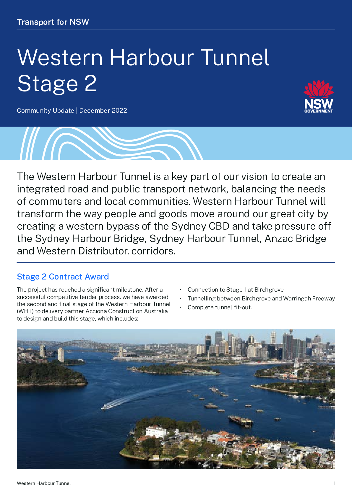 Stage 2 Tunnelling | Western Harbour Tunnel | Transport for NSW (RMS)